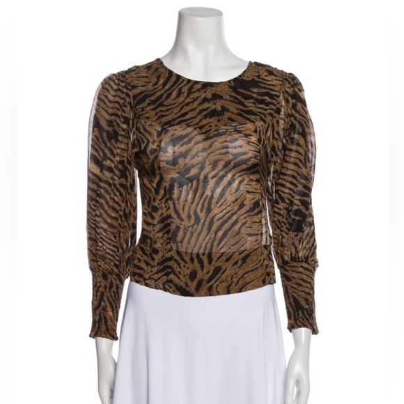 Ganni | Tops | Ganni Tiger Print Top | Poshmark